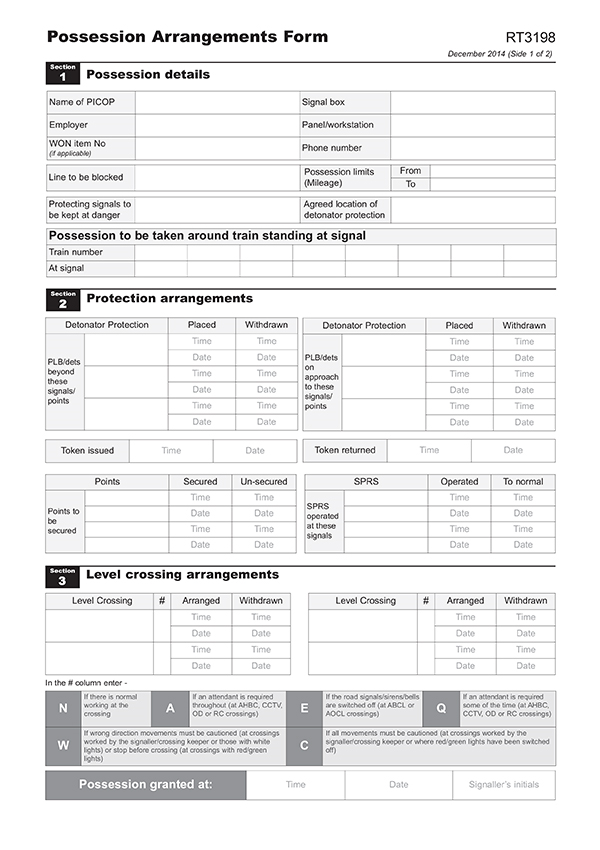 Possession Arrangements Form December 2020 (Single pad)
